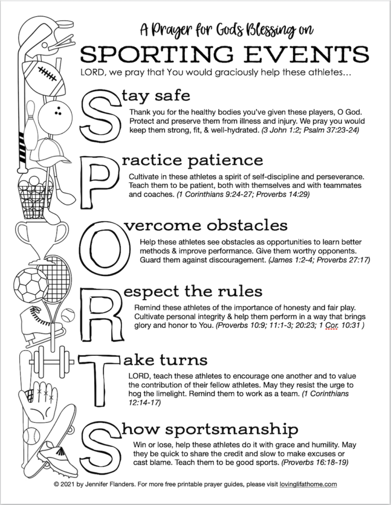 A Sports Prayer Guide (Free Printable) - Loving Life at Home